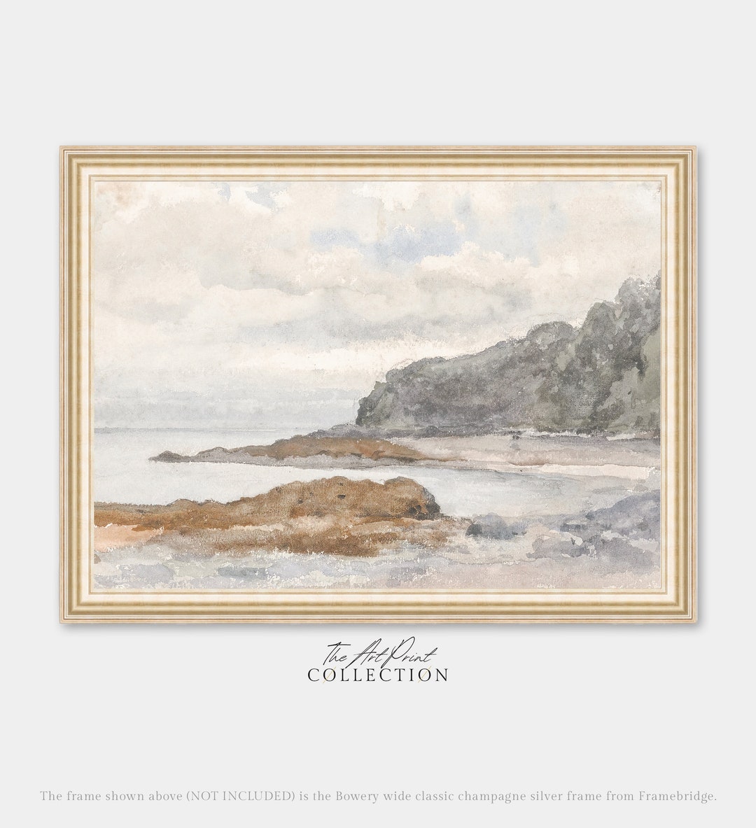 Muted Beach Landscape Print, Beach Painting, Beach House Wall Art ...