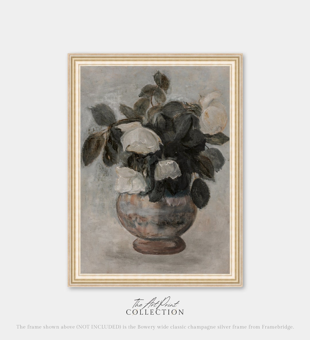 PRINTABLE Neutral Still Life Roses Painting, Vintage Botanical Print ...