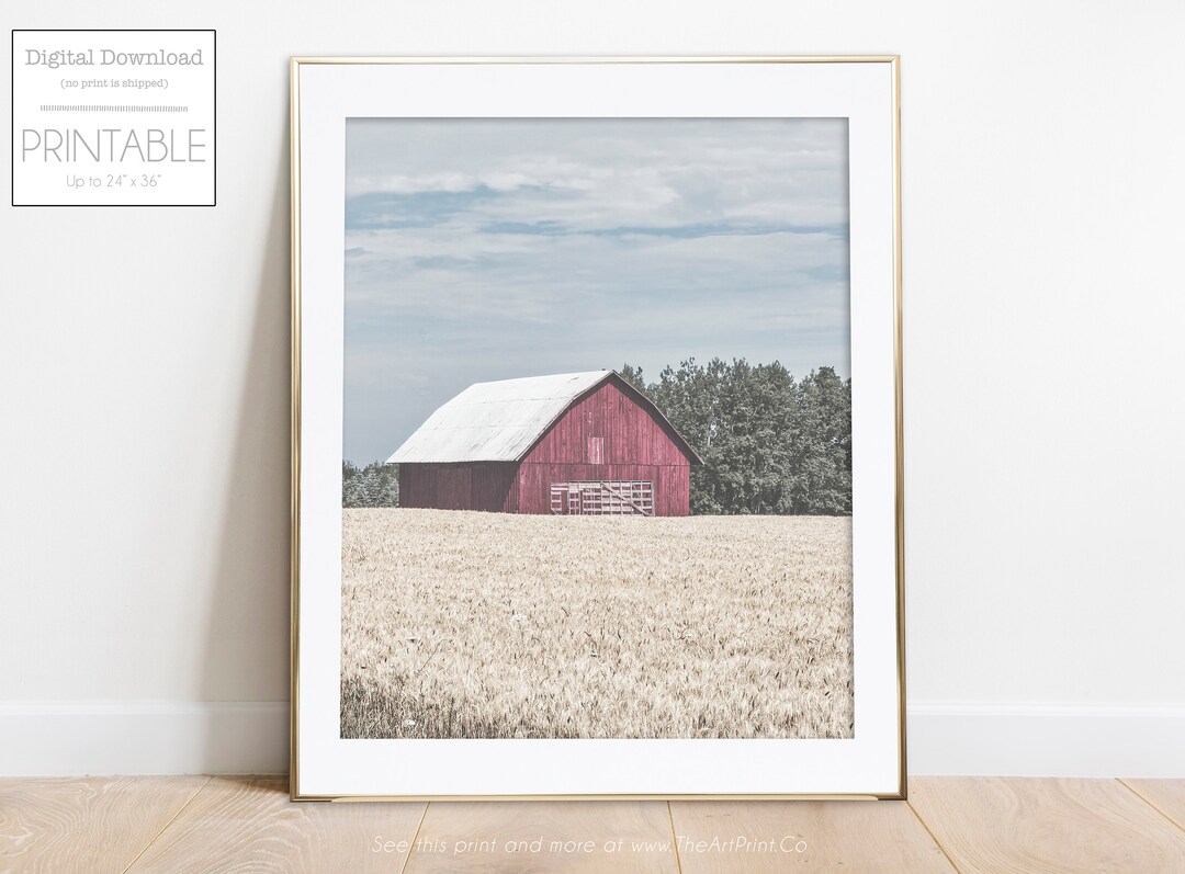Red Barn Print Farmhouse Art Farming Decor Farm Wall Art Rustic Prints ...