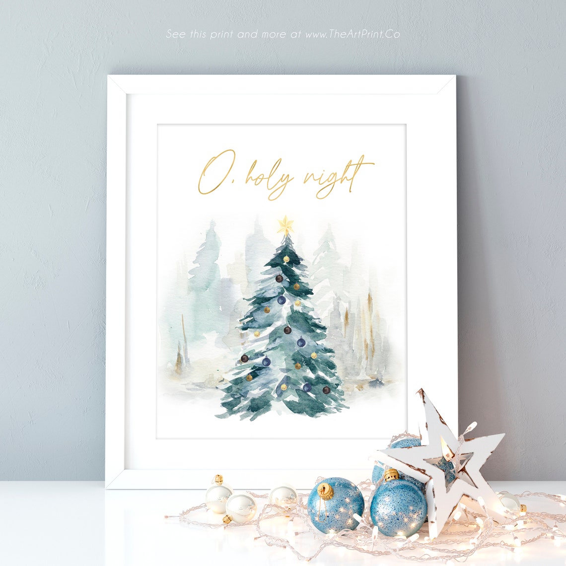 Christmas Printable Wall Art Watercolor Tree Print Holiday | Etsy