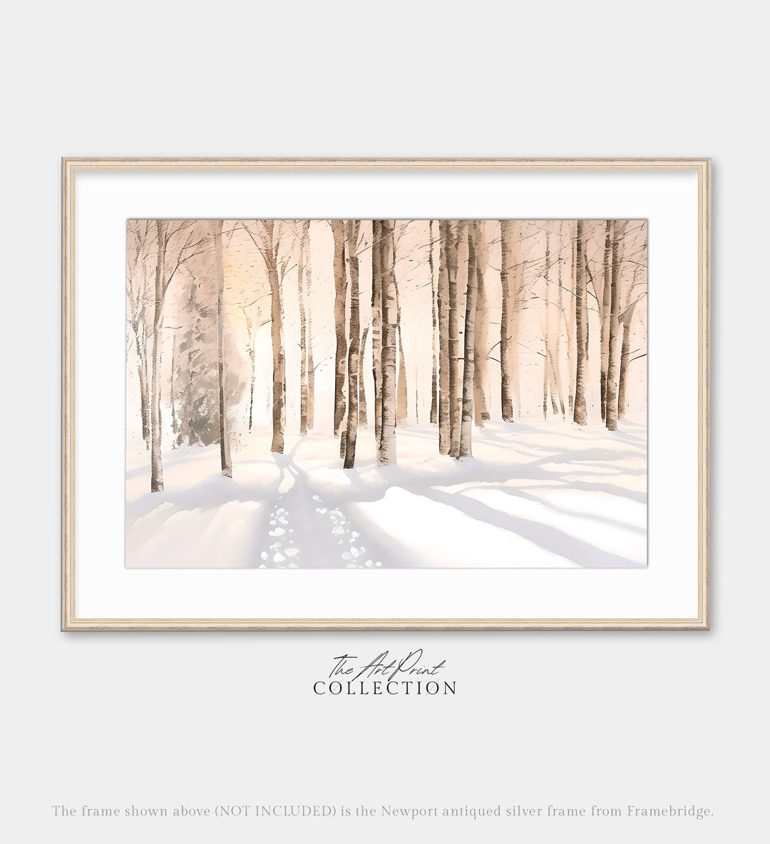 Winter Birch Forest Christmas Painting DIGITAL Art, Rustic Landscape ...
