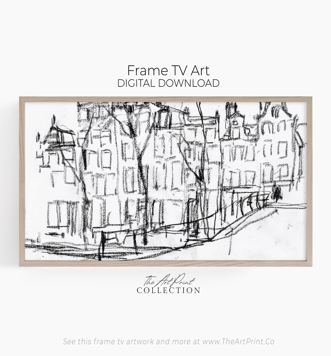 Vintage Architecture Sketch for Frame TV, Abstract Line Drawing ...