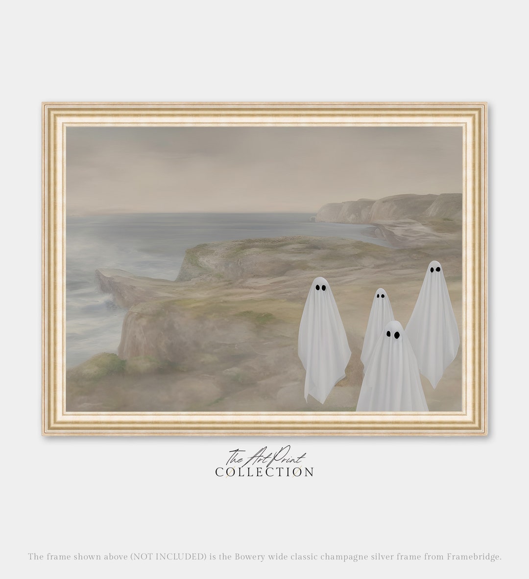 Ghost Art Vintage Painting, Neutral Halloween, Fall Art, Coastal Decor ...