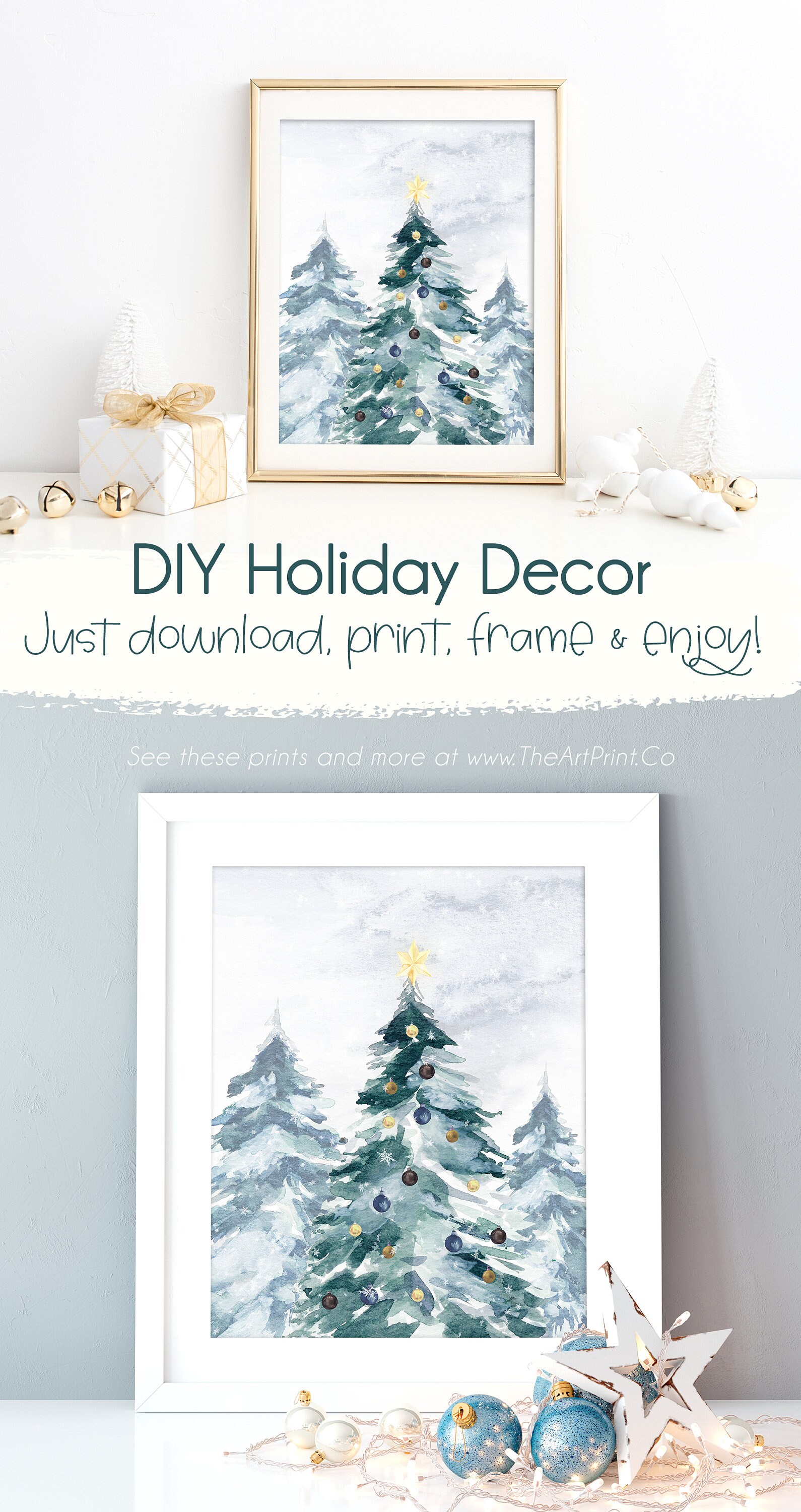 Watercolor Pine Trees Print Winter Forest Christmas Tree | Etsy