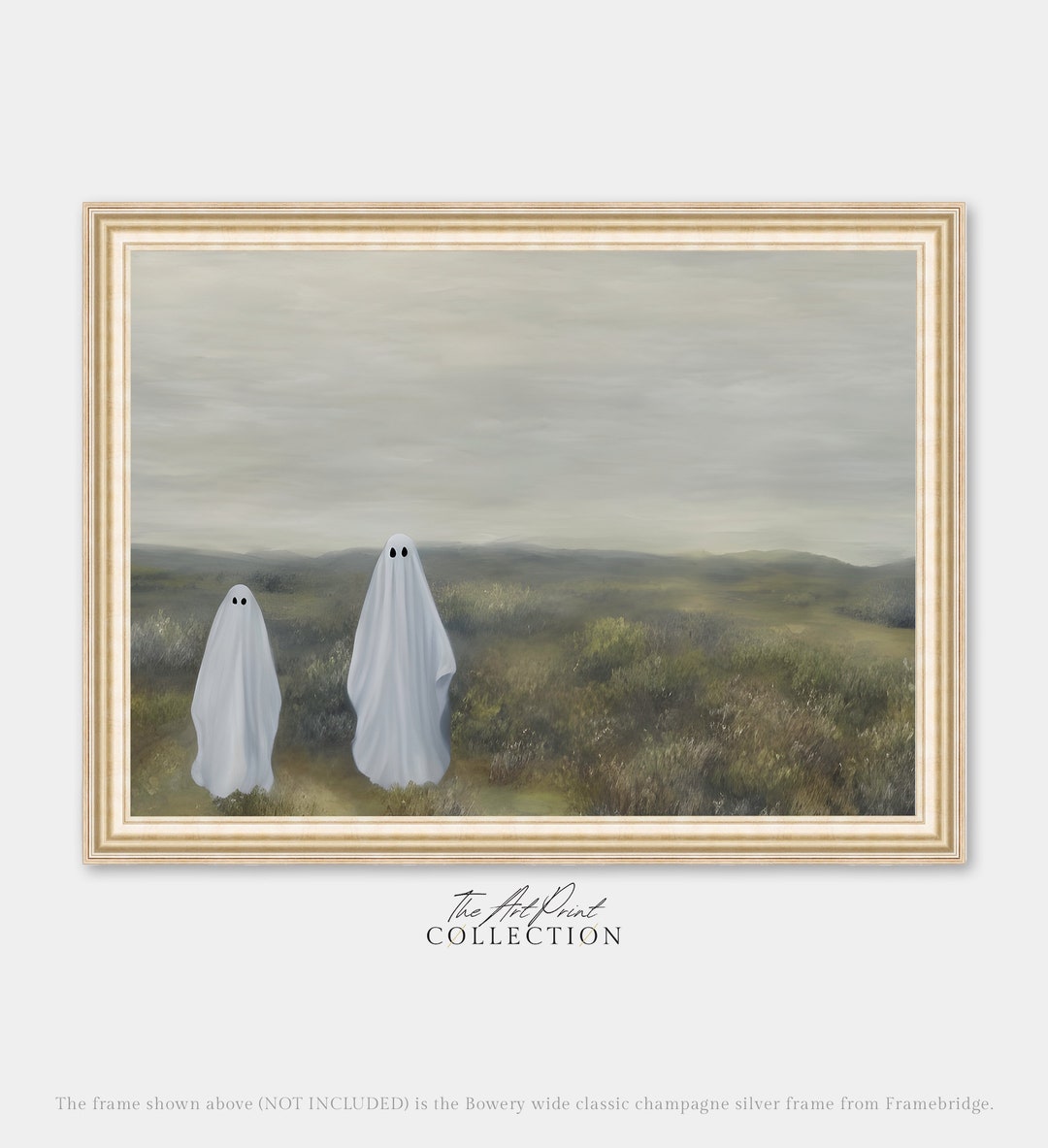 Ghost Art Vintage Painting, Ghost Decor, Neutral Halloween, Fall Art ...
