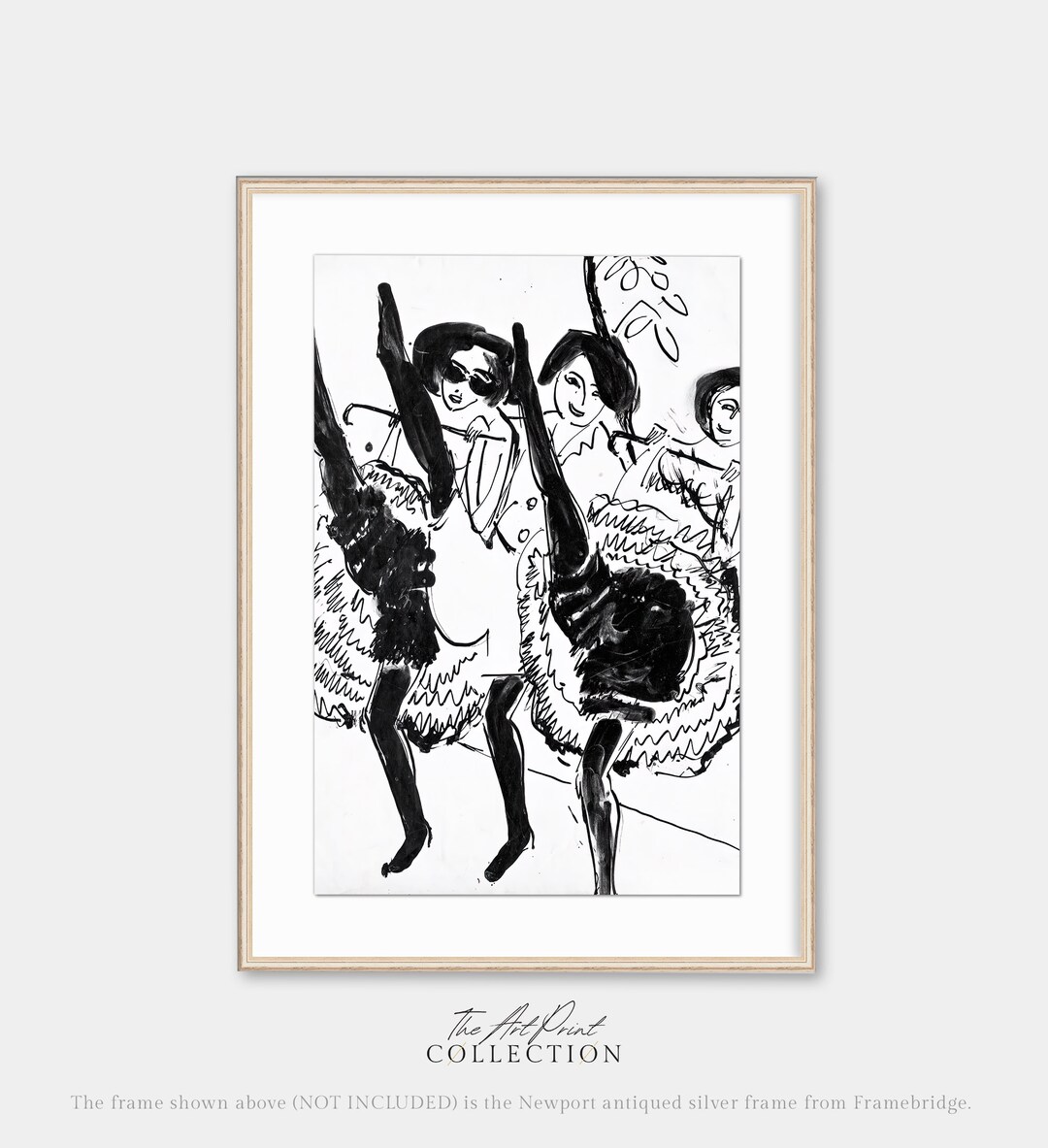 Vintage Can Can Dancers Sketch Print: Antique Cabaret Art (downloadable ...