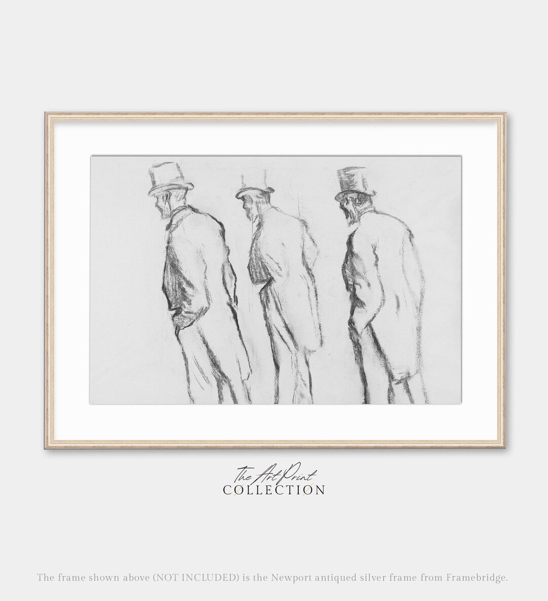 Gentlemen Antique Drawing, Vintage Sketch Art, Den Decor, PRINTABLE ...