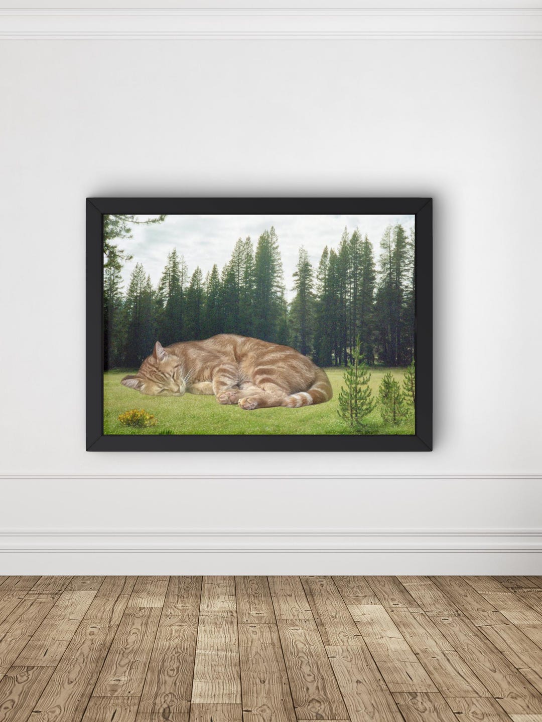 Orange Cat Poster: Surreal Wall Art, Spring Art Poster, Funny Cat ...