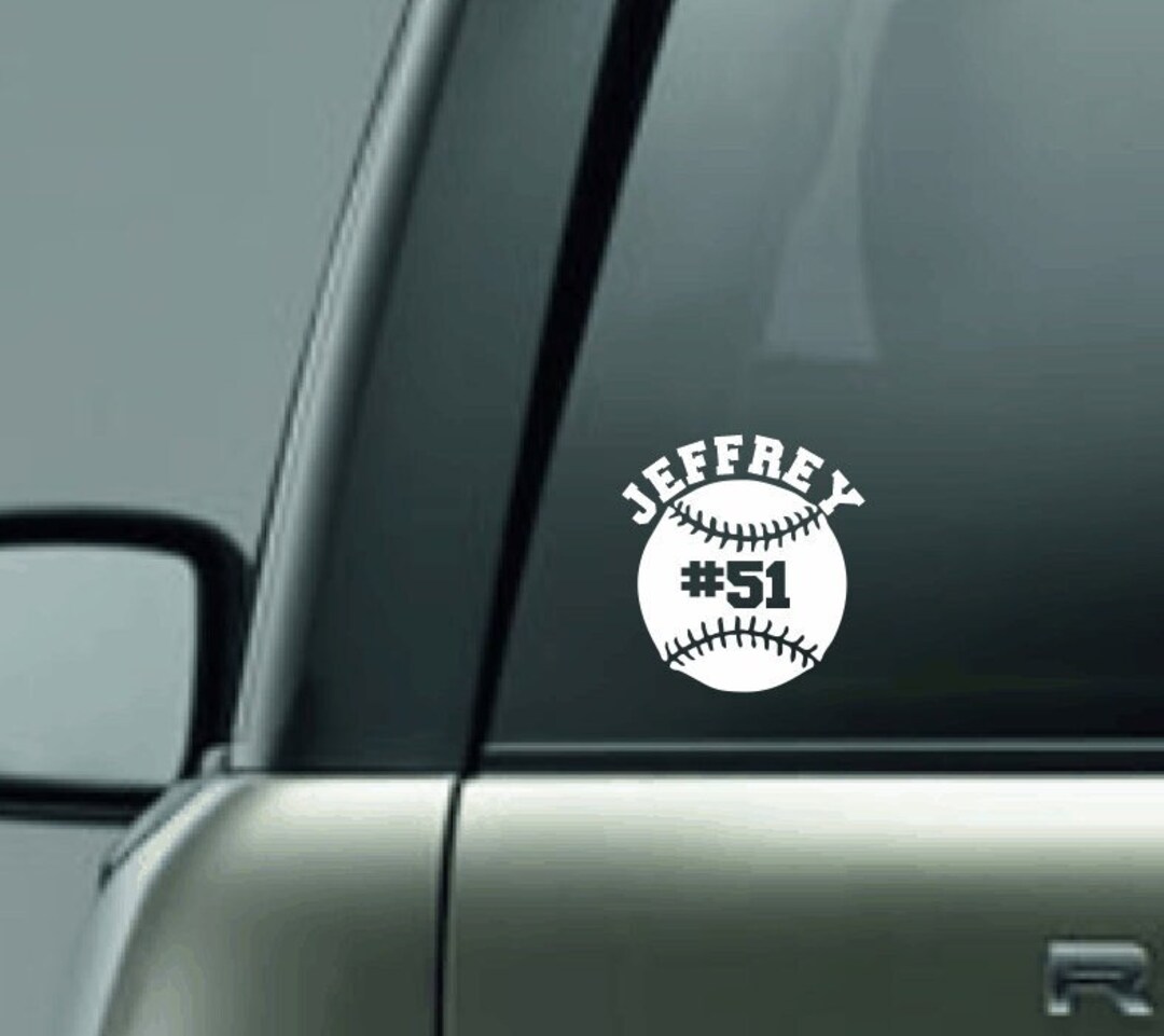 Custom Baseball Car Decal With Name and Number, Personalized Name Vinyl ...