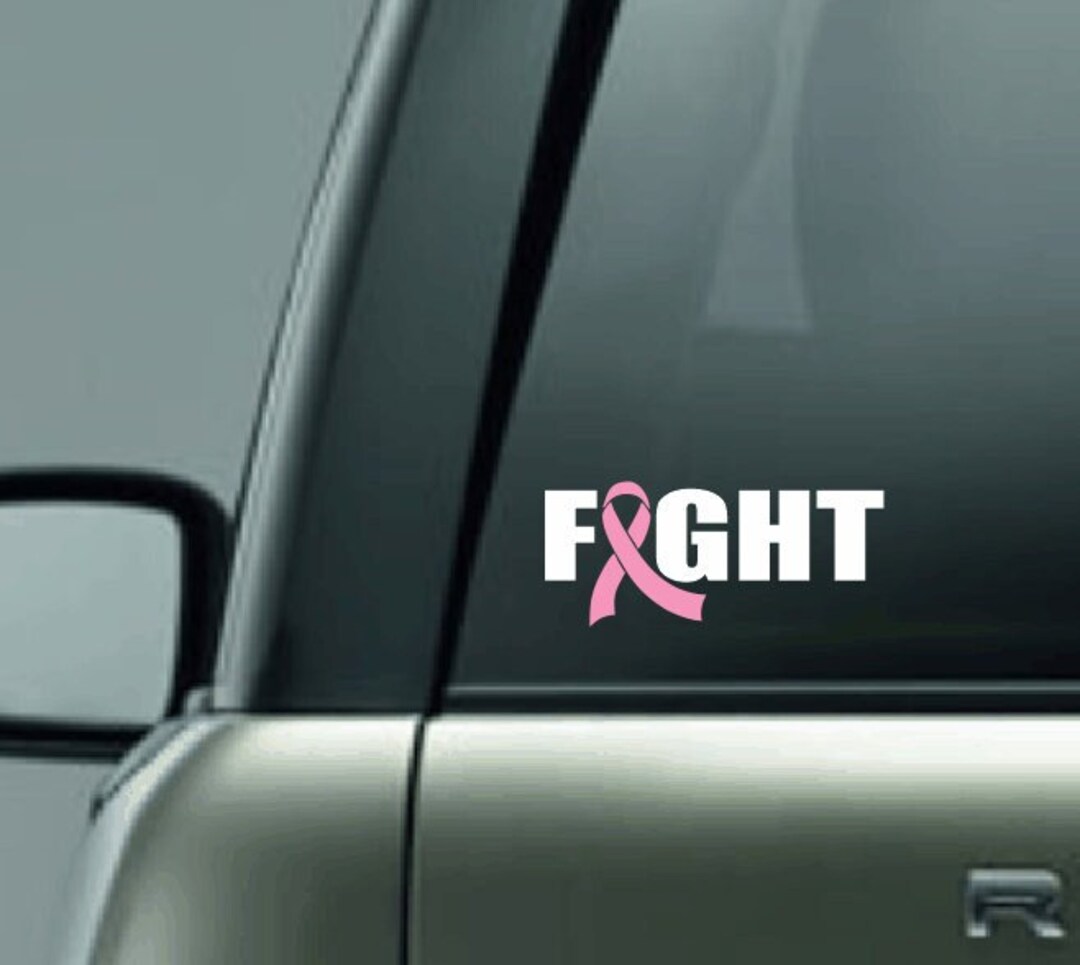 Fight Cancer Ribbon Vinyl Decal, Personalized Cancer Fighter Ribbon ...