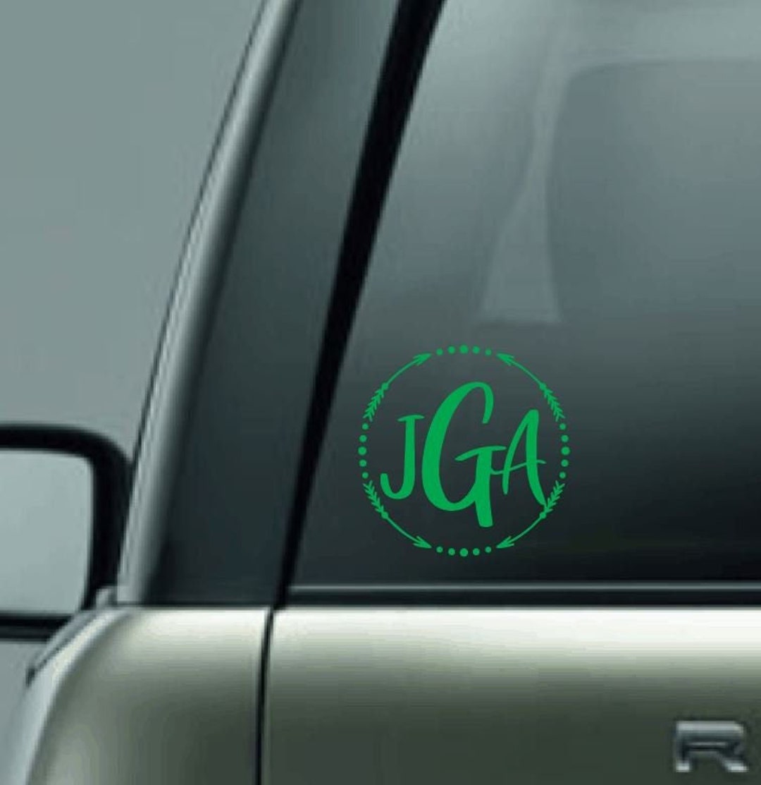 Arrow Monogram Vinyl Decal, Three Letter Monogram Decal, Circle Mono ...