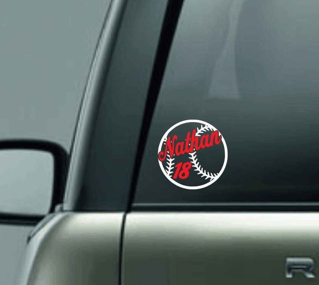 Personalized Baseball Car Decal With Player Name and Jersey Number ...