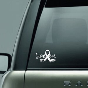 Personalized Survivor Car Decal, Cancer Ribbon Car Sticker With Year ...