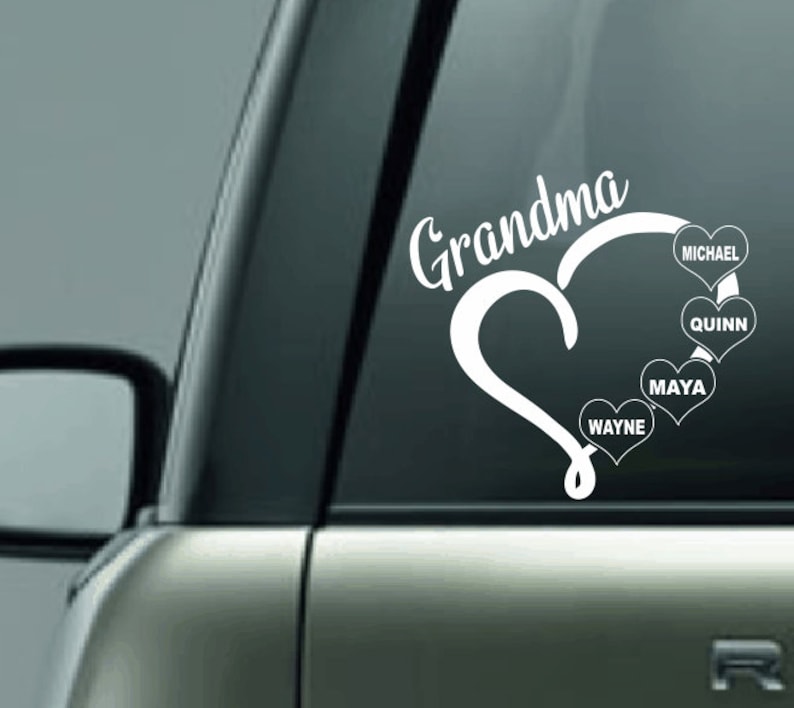Grandma Decal With Names, Personalized Grandmother Car Decal, Custom ...