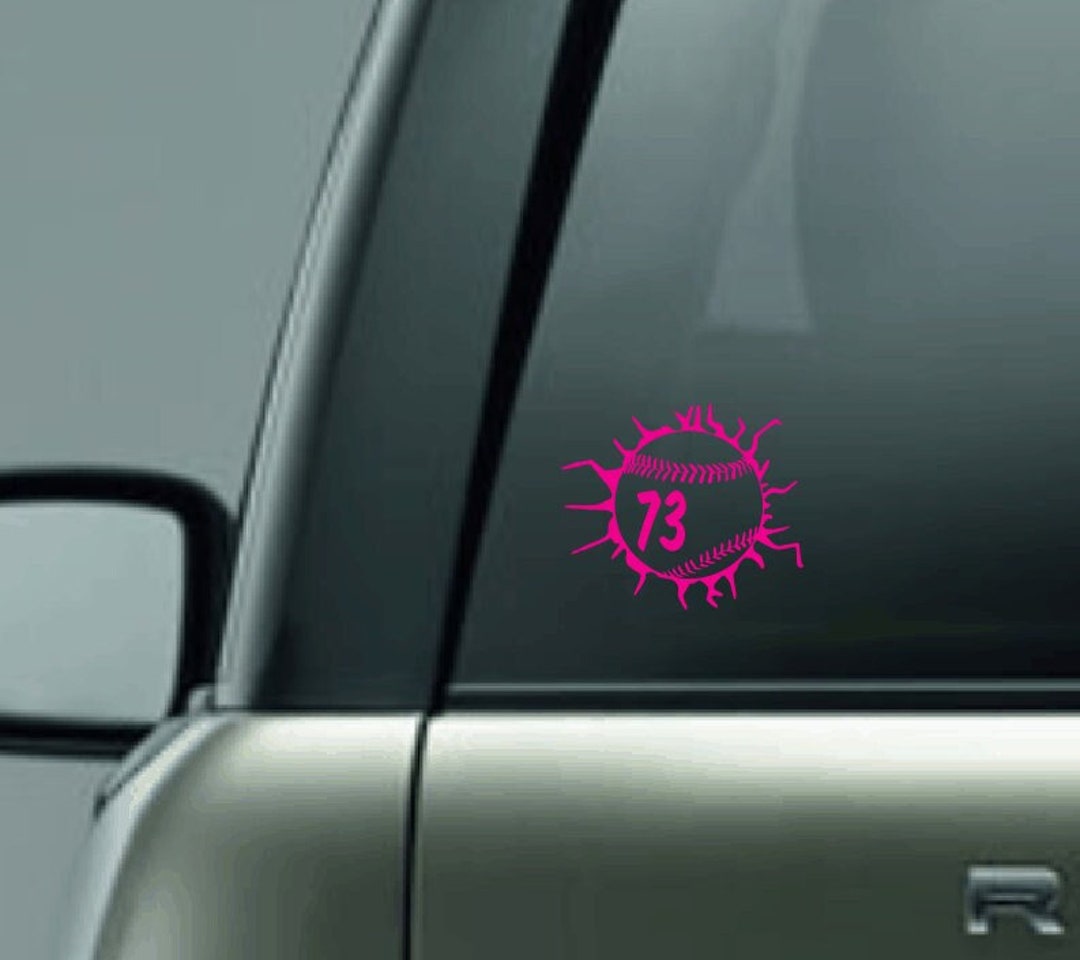Custom Softball Decal With Number and Crack, Personalized Baseball ...