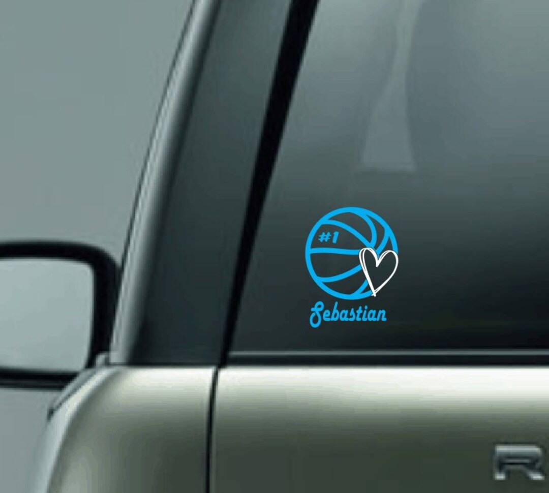 Personalized Basketball Heart Car Decal With Name & Number, CUSTOM ...