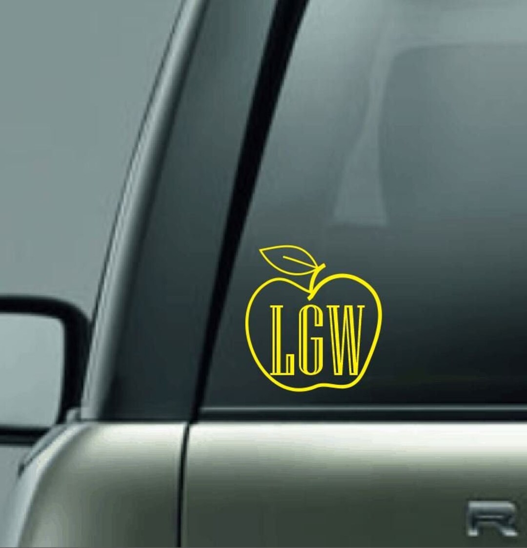Apple Monogram Vinyl Decal, One Letter Monogram Decal, Teacher Vinyl ...