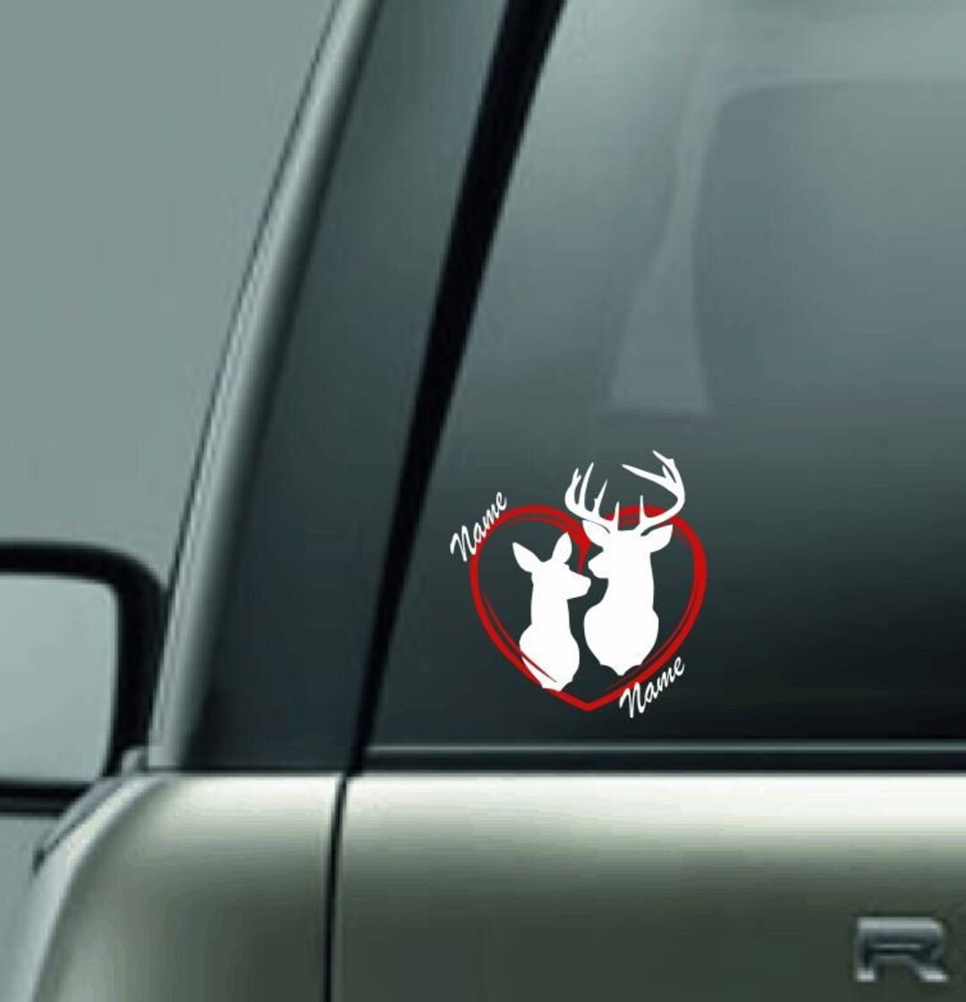 Personalized Deer in Heart Vinyl Decal With Names, Custom Name Car ...