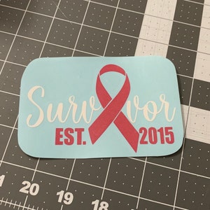 Personalized Survivor Car Decal, Cancer Ribbon Car Sticker With Year ...