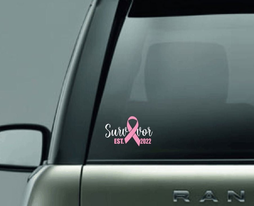 Personalized Survivor Car Decal, Cancer Ribbon Car Sticker With Year ...