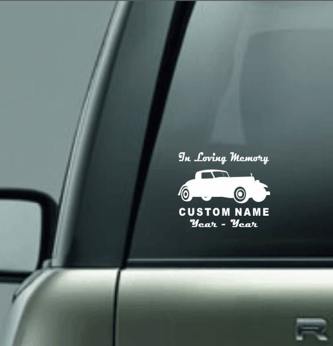 Personalized Car Memorial Car Decal, Custom Name Vinyl Decal, in Loving ...
