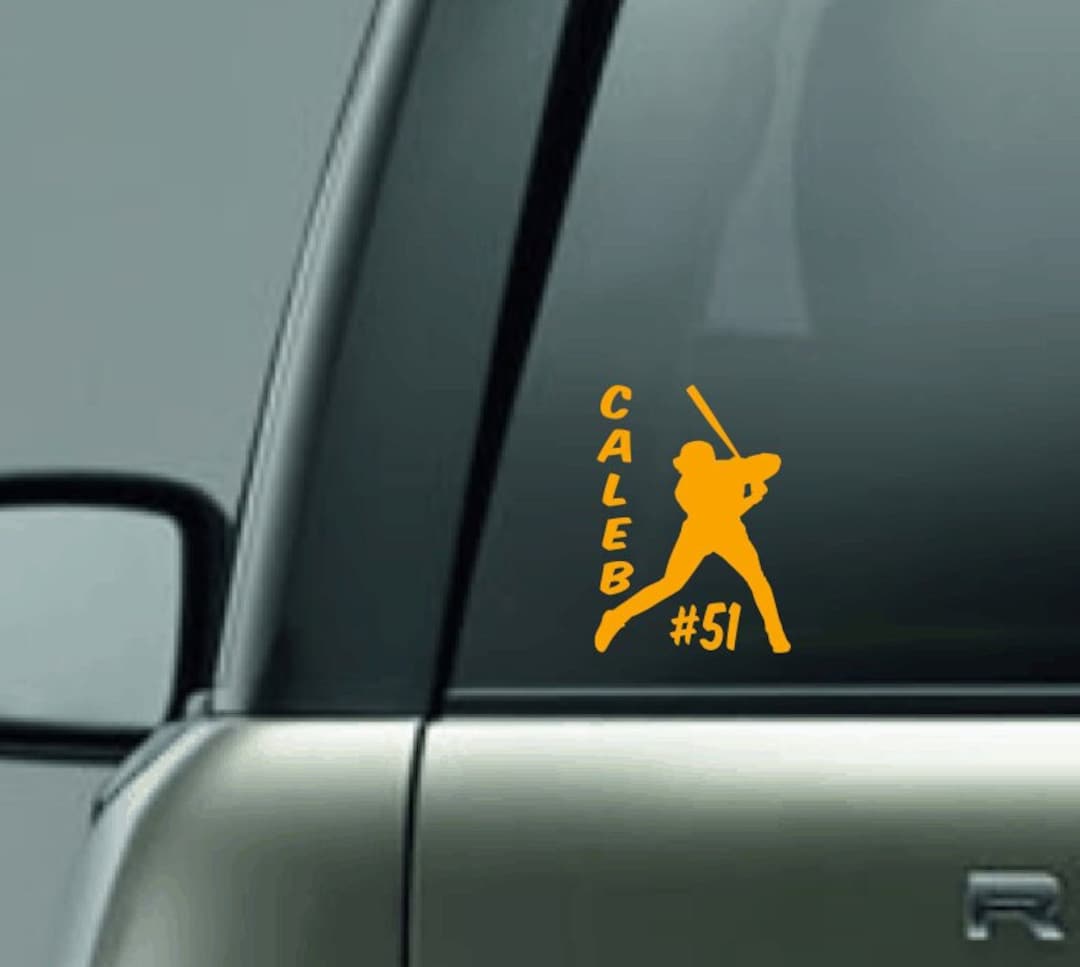 Personalized Baseball Decal With Name and Number, Custom Baseball Vinyl ...