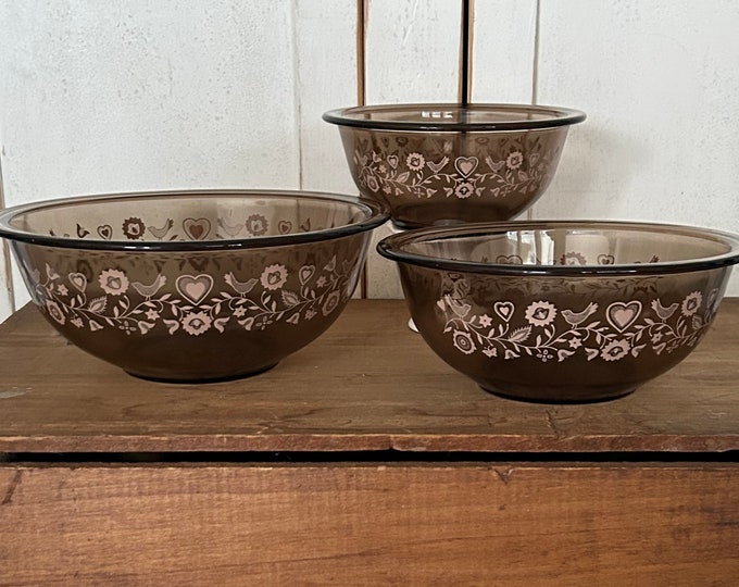 Pyrex Amber Glass Festive Harvest Nesting Mixing Bowls - Etsy