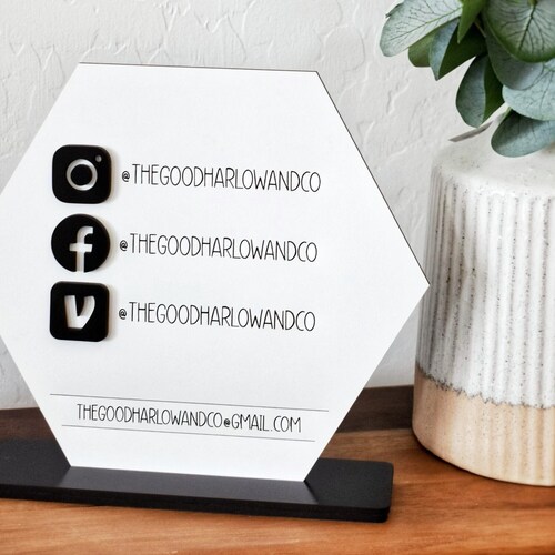 Social Media Sign Black and White Social Media Handle | Etsy