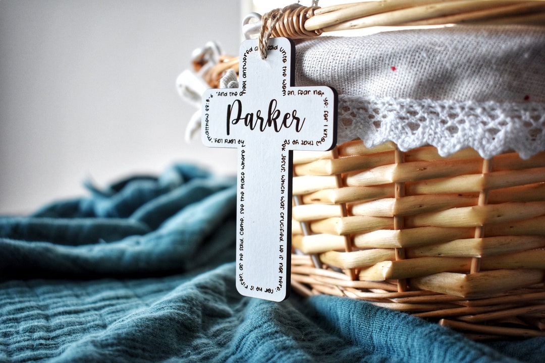 Personalized Easter Basket Cross Tag | Custom Wooden Easter Tag ...