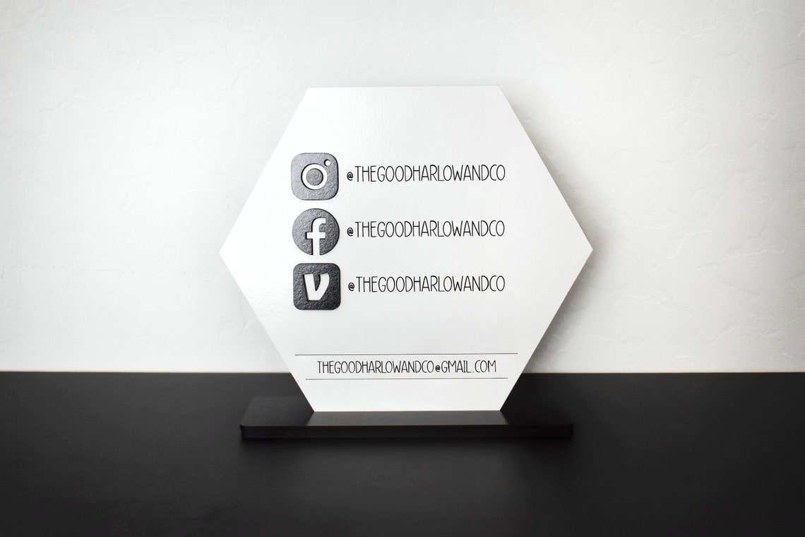 Social Media Sign Black and White Social Media Handle | Etsy