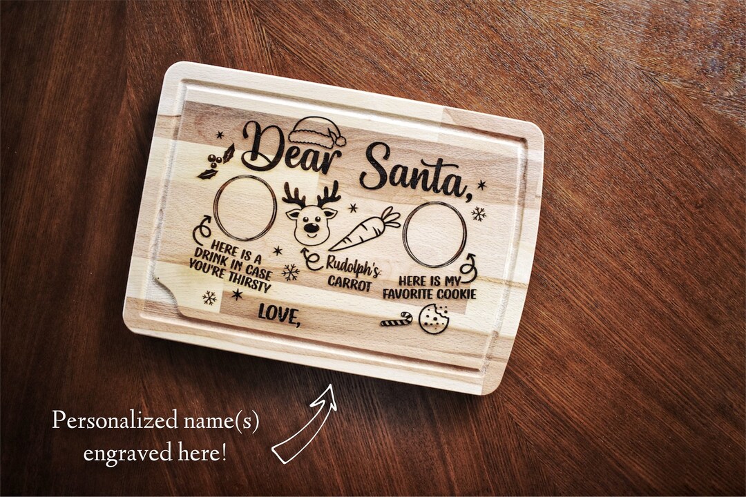 Custom Engraved Santa Tray Personalized Milk and Cookies Tray for Santa ...