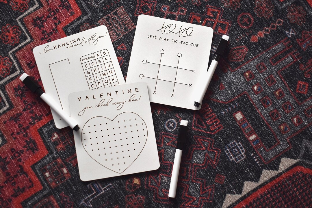 Valentine's Day Dry Erase Board Games | Tic Tac Toe, Hangman, Dots and ...