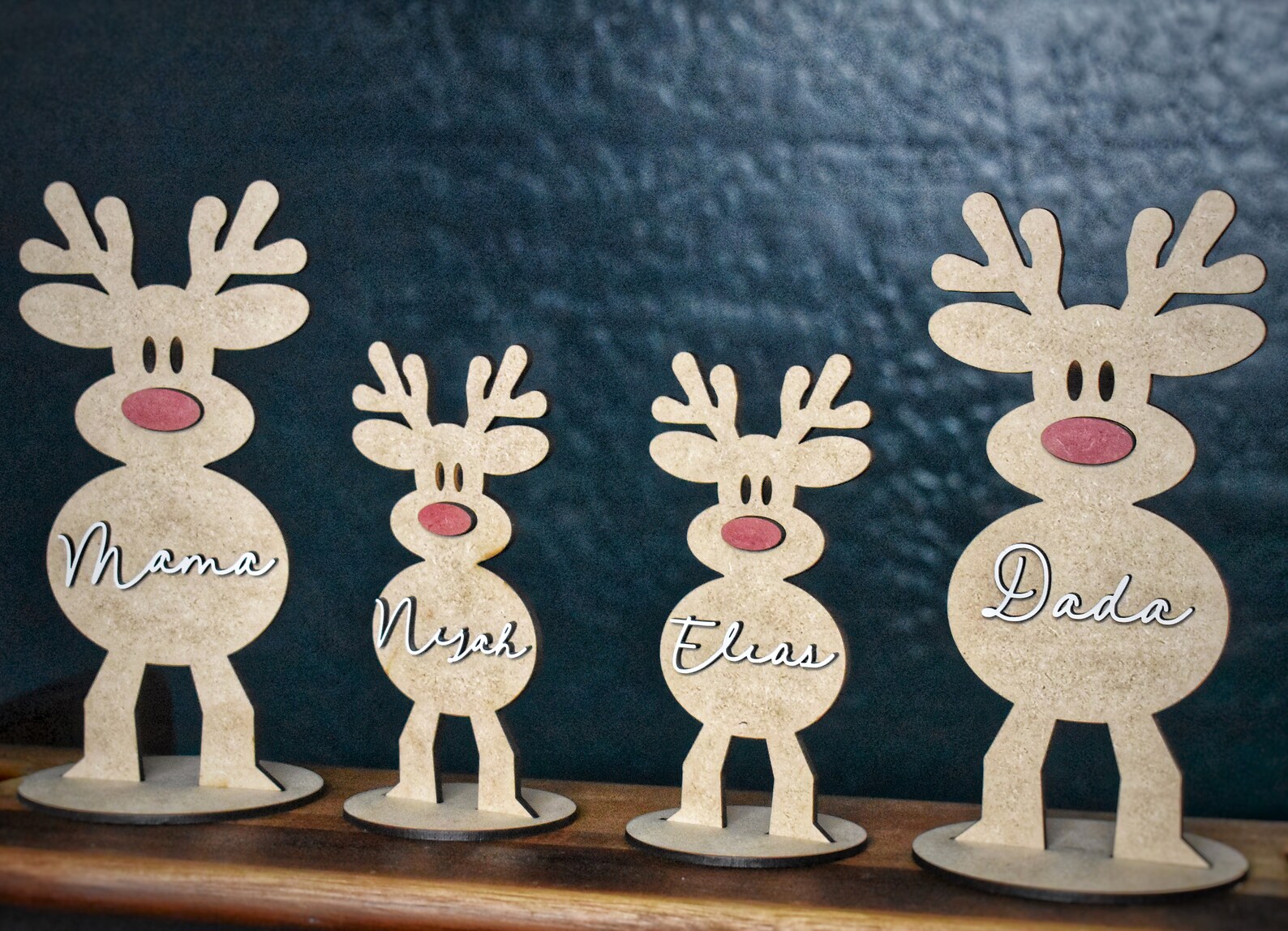 Personalized Reindeer Family Name Decor Reindeer Family - Etsy