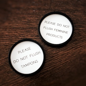 Discrete Do Not Flush Tampons Sign | Small Only Flush Toilet Paper Sign ...