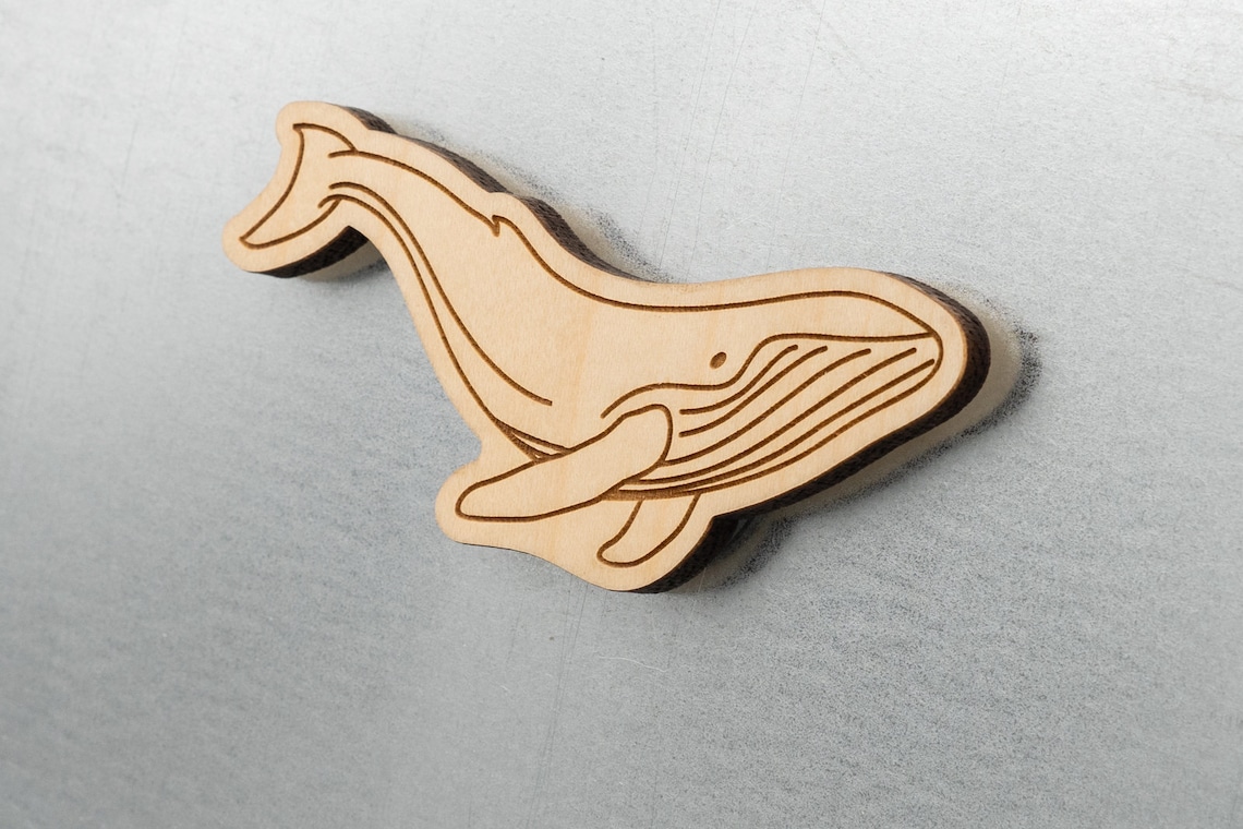 Humpback Whale Wood Fridge Magnet Laser Cut and Engraved | Etsy