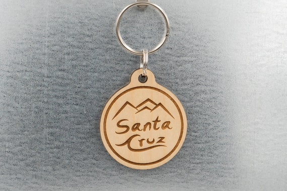Santa Cruz Mountains and Waves Wood Keychain Laser Cut and | Etsy