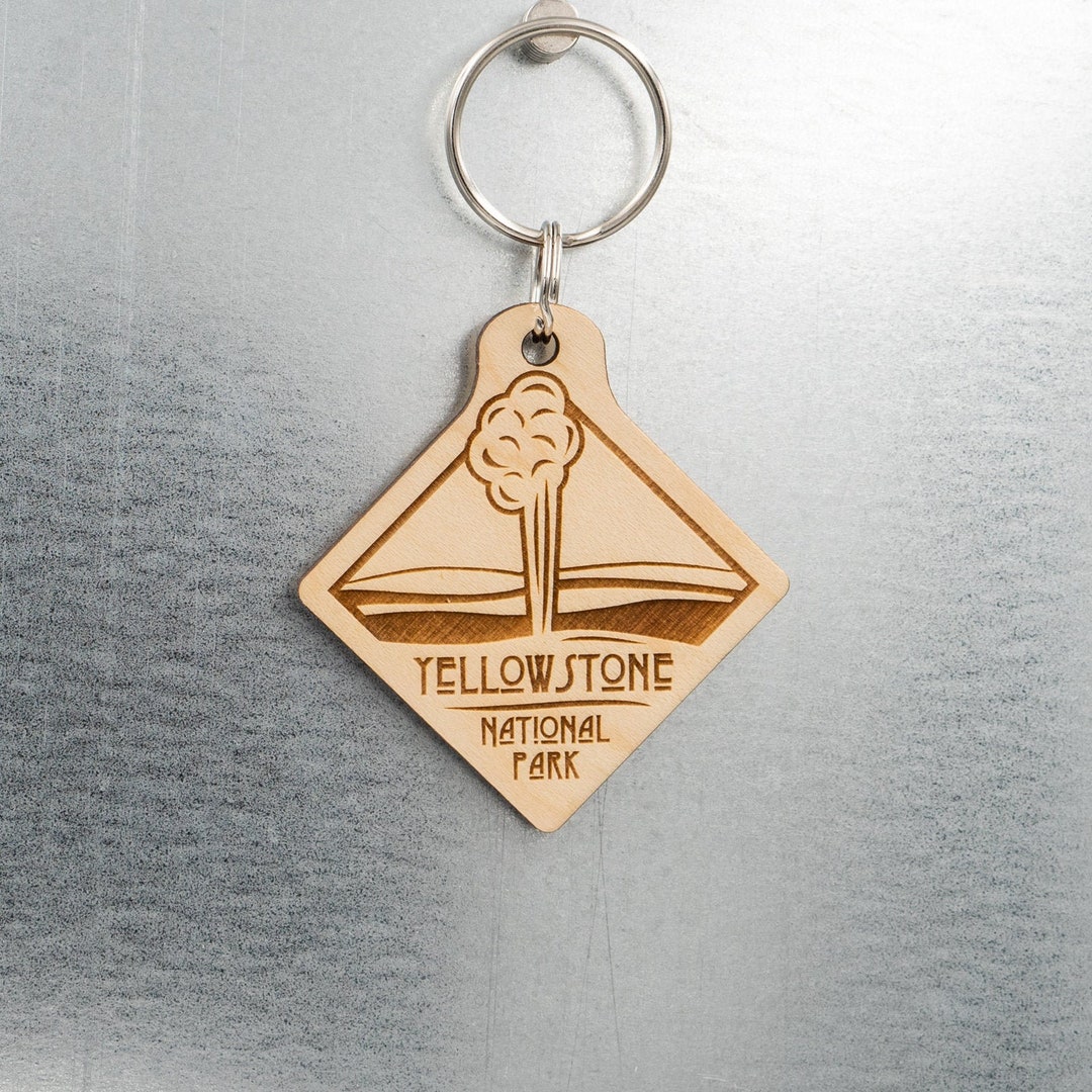 Yellowstone National Park - Wood Keychain - Laser Cut and Engraved ...