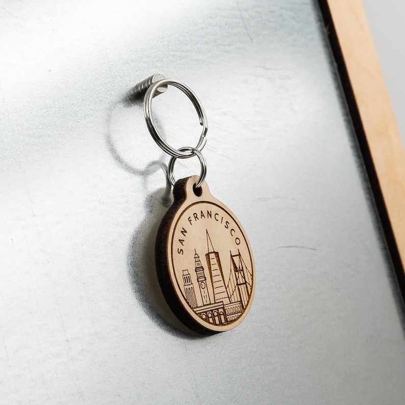 San Francisco City Skyline Wood Keychain Laser Cut and | Etsy
