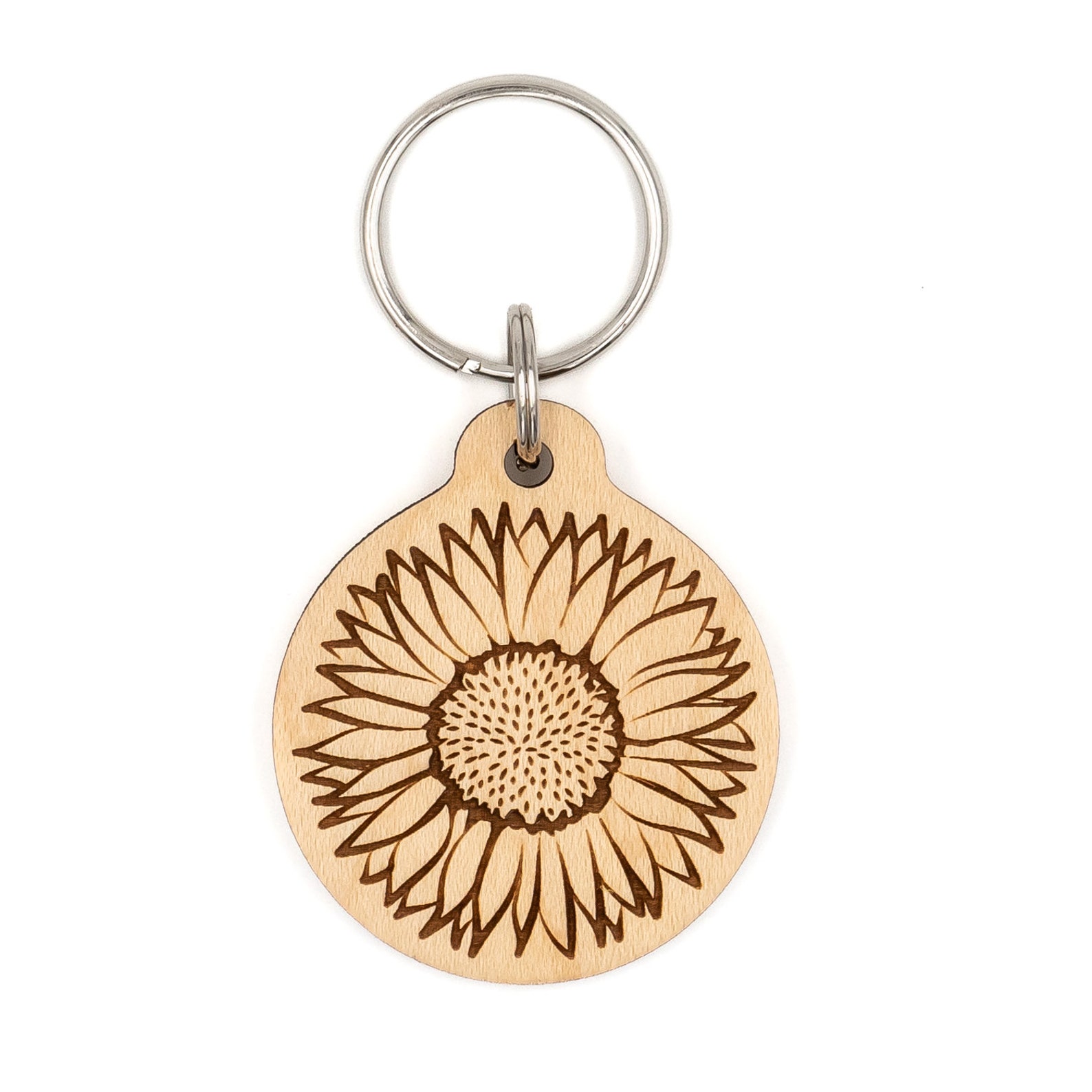 Sunflower Keychain Chic Wood Sun Flower Keychain Sunny Wood - Etsy