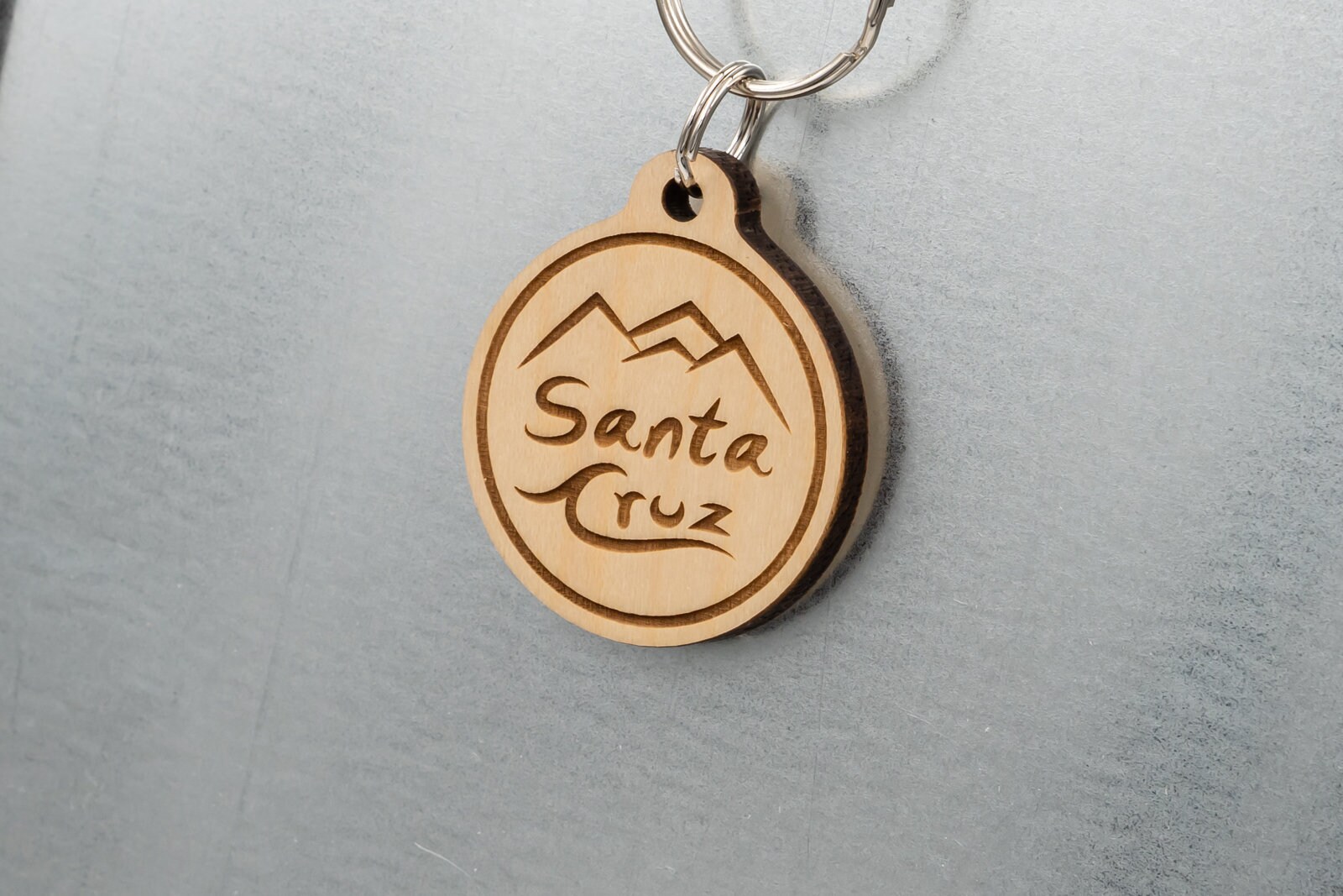 Santa Cruz Mountains and Waves Wood Keychain Laser Cut and | Etsy