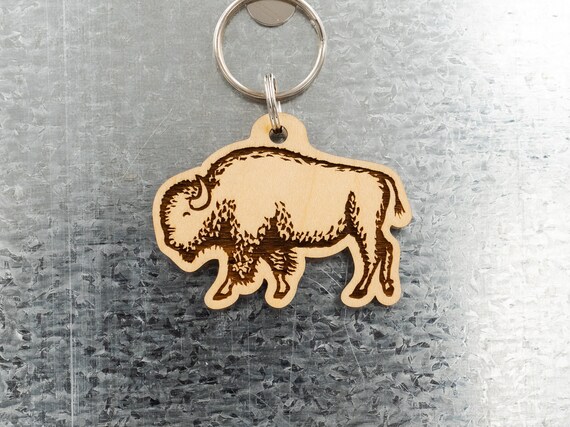 Bison Wood Keychain Buffalo Wooden Key Chain Cattle | Etsy