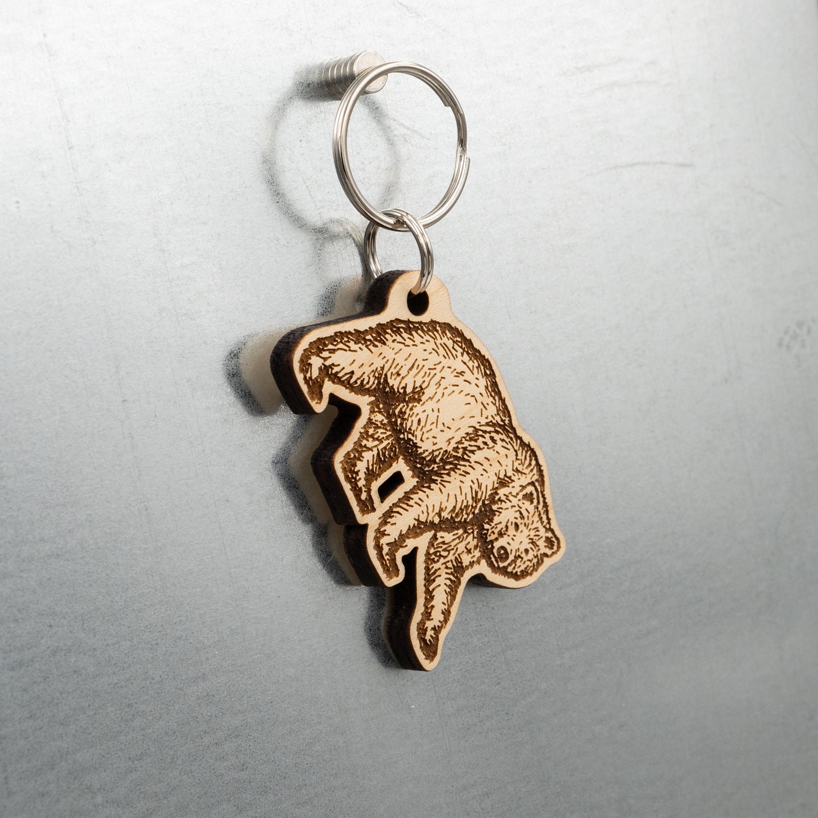 Grizzly Bear Wood Keychain Laser Cut Cute Wood Key Chain | Etsy
