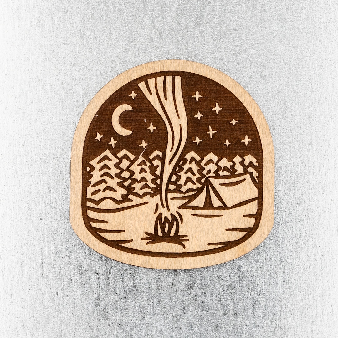 Campfire Wood Magnet - Outdoors Adventure & Camping Fridge Magnet, Tent ...