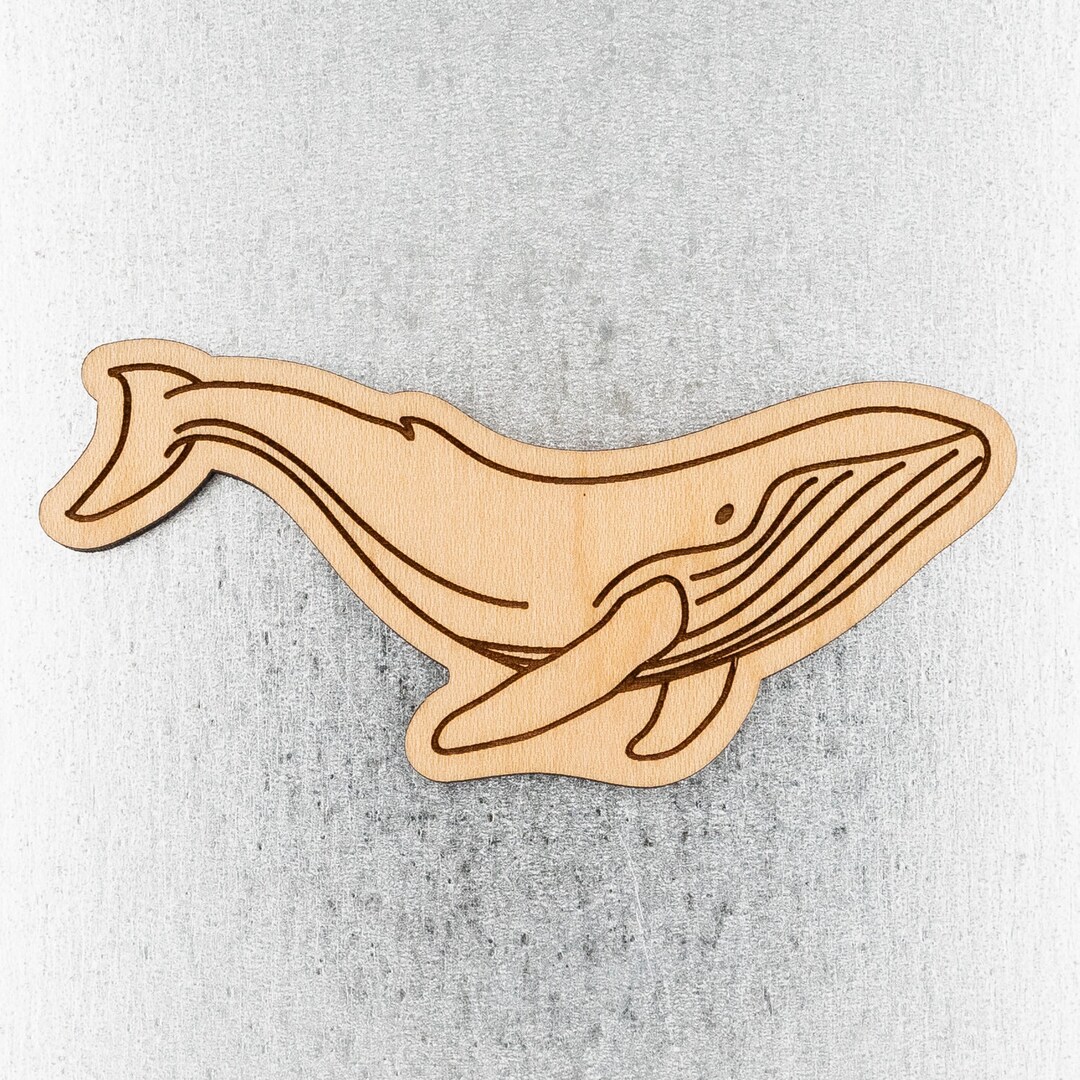 Humpback Whale - Wood Fridge Magnet - Laser Cut and Engraved - Finished ...