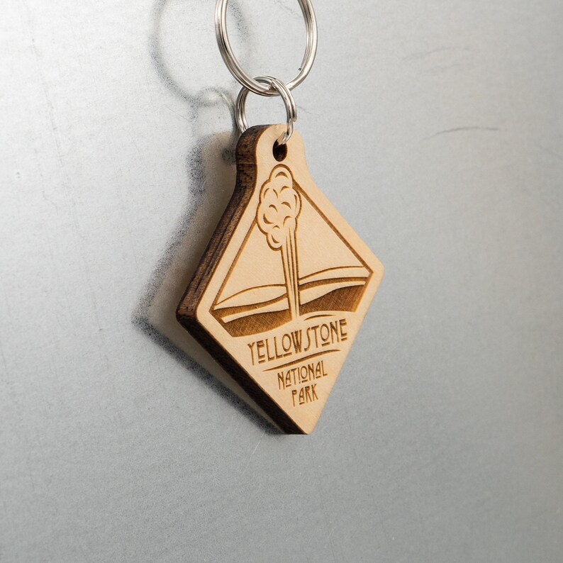 Yellowstone National Park Wood Keychain Laser Cut and - Etsy