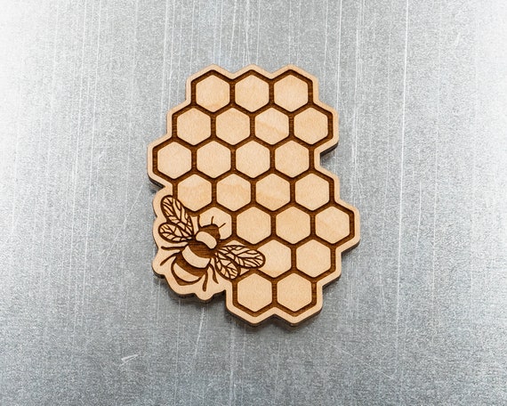 Honeycomb & Bee Magnet Wood Fridge Magnet Bumble Bee Buzzin | Etsy