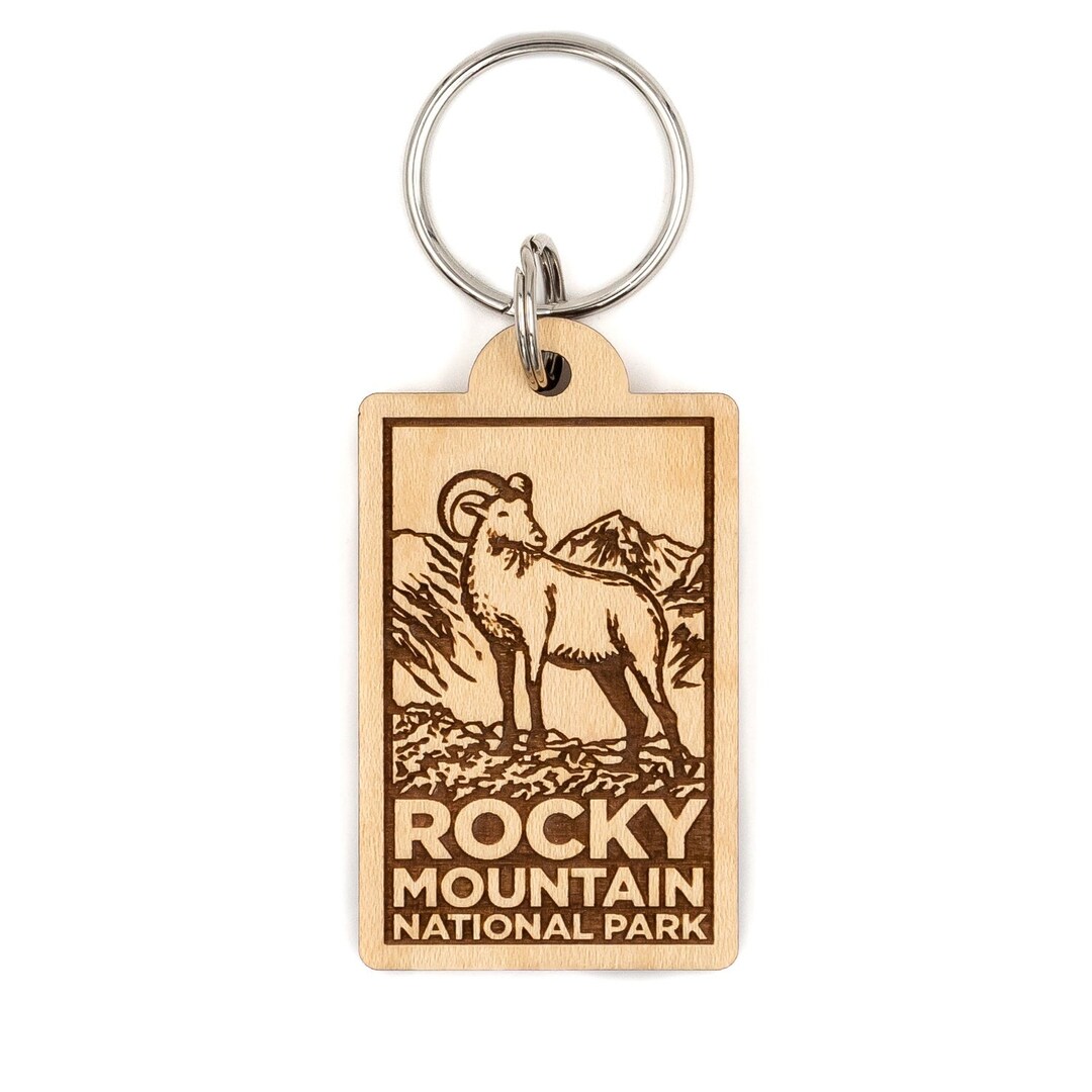 Rocky Mountain National Park Wood Keychain - Mountain Goat, Colorado ...
