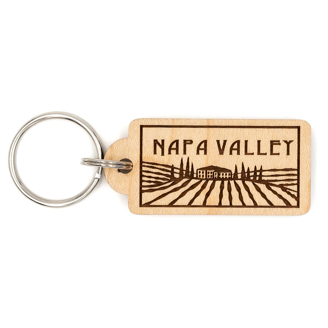 Napa Valley Keychain - Laser Cut and Engraved Finished Wood - Original ...