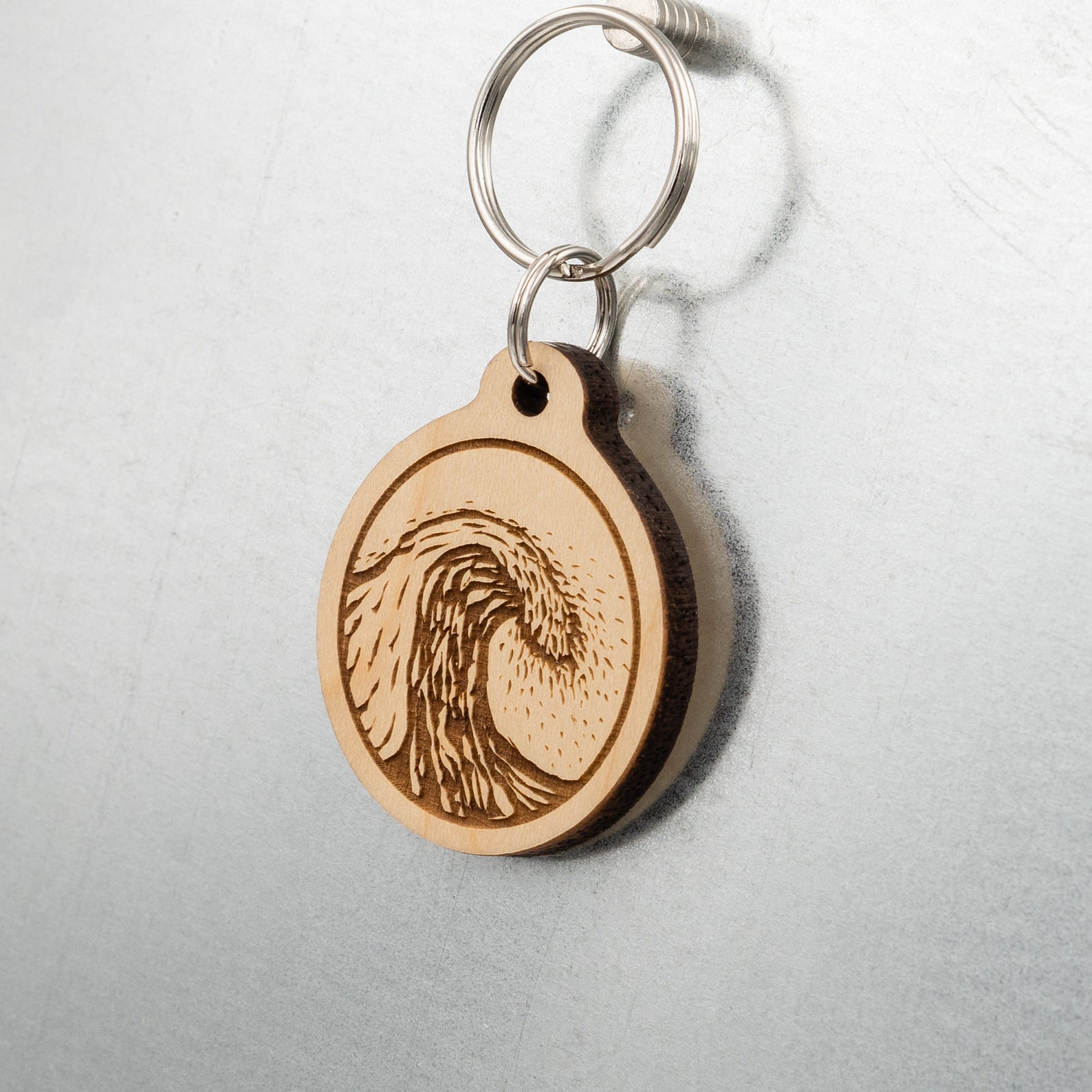 Ocean Wave & Surf Wood Keychain Laser Cut and Engraved | Etsy