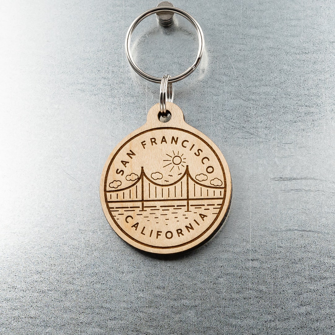 San Francisco Bridge - Wood Keychain - Golden Gate, Bay Bridge, Bay ...